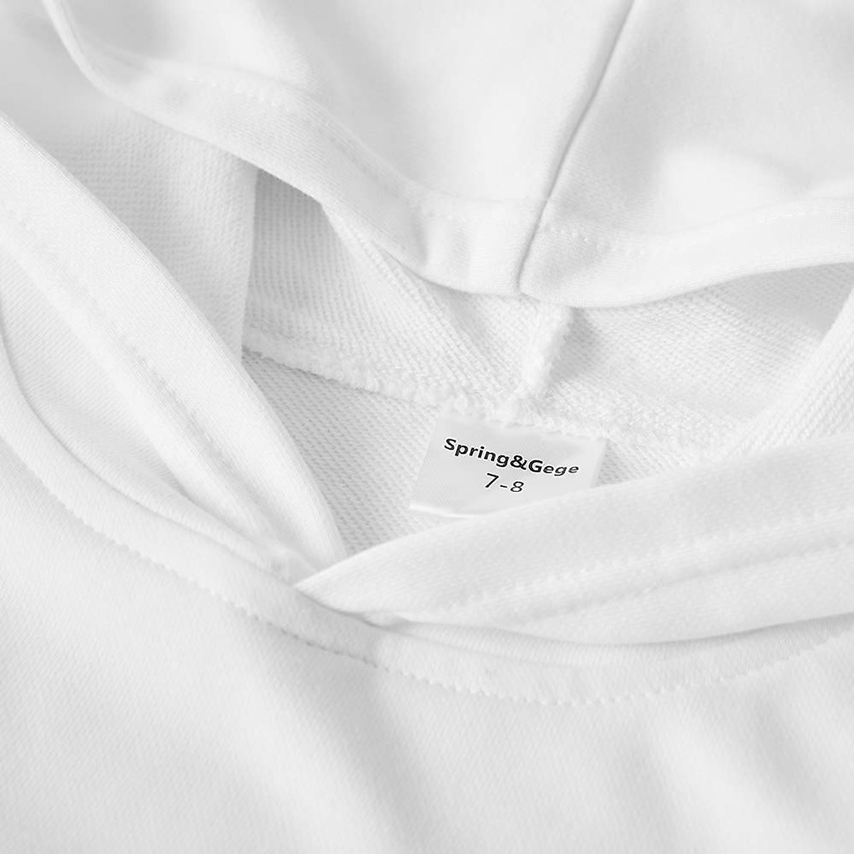 Spring&Gege Youth Solid Pullover Sport Hoodies Soft Kids Hooded Sweatshirts for Boys and Girls Size 9-10 Years White