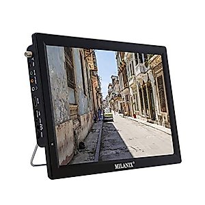 MILANIX 14.1" Portable Widescreen LED TV with HDMI, VGA, MMC, FM, USB/SD Card Slot, Built in Digital Tuner, AV Inputs, and Remote Control