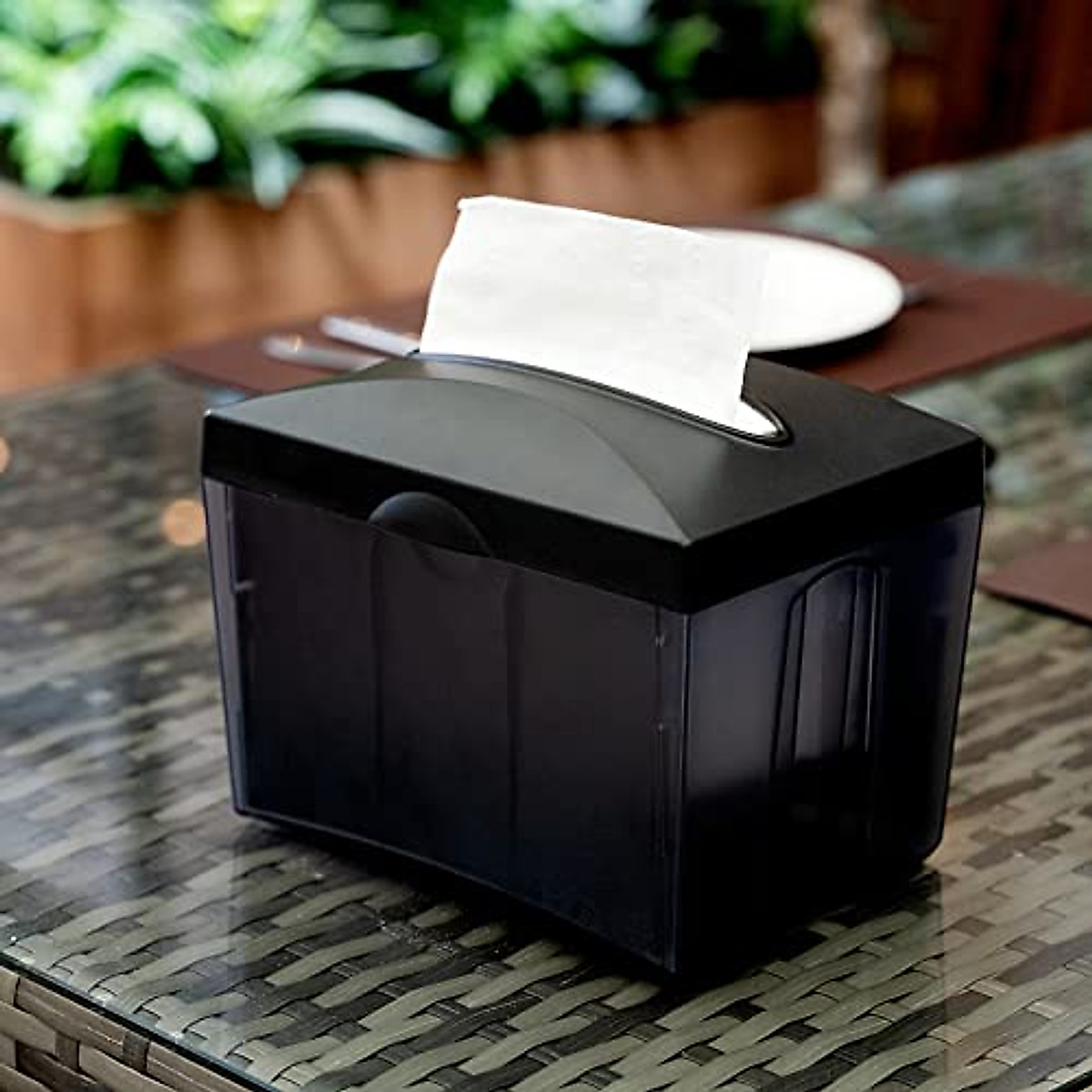 Restaurantware 7.5 x 6 x 6.3 Inch Napkin Holders, 1 Rectangle Napkin Dispenser - Tabletop, Easy Access, Gray Plastic Commercial Napkin Dispensers, Refillable, For Countertops