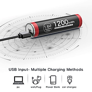 Deleepow USB Rechargeable AAA Batteries 4 Pack, USB C Rechargeable Triple A Lithium Batteries, 1200mWh 1.5V with 2-in-1 Charging Cable, 1 Hour Fast Charging AAA Rechargeable Battery