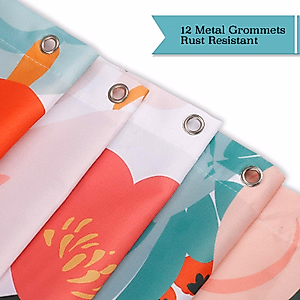 LIVILAN Floral Shower Curtain Colorful Flower Fabric Bath Curtain Set with Hooks Decorative Bathroom Curtain Machine Washable 72Wx72H Inches