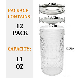 Accguan 12oz Mason Jar,Glass Jars With Regular Lids, Purple Pen, Stickers for Wedding, Party, Baby Shower, Bridal Shower, Birthday,12PCS