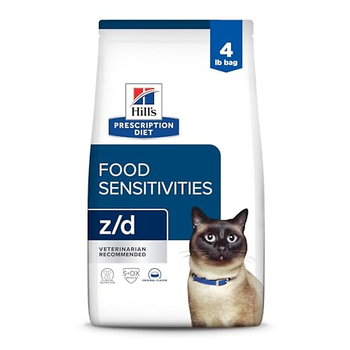 Hill's Prescription Diet z/d Skin/Food Sensitivities Dry Cat Food, Veterinary Diet, 4 lb. Bag