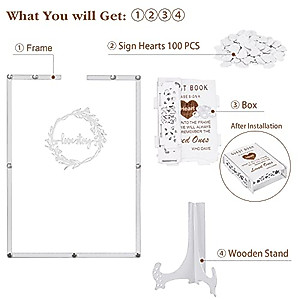 HYMENEX Wedding Guest Book, Guest Book Wedding Reception, Wedding Guest Book Alternative with 100 Wooden Hearts Guest Book Alternatives for Guests to Sign for Wedding Anniversary Baby Shower