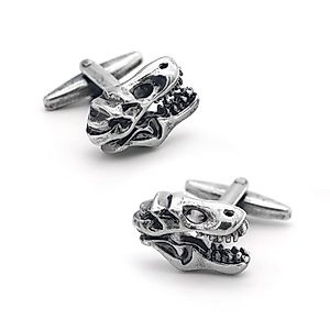 iGame Men's Dinosaur Skull Cufflinks Novelty Animal Head Design Vintage Color Brass Cuff Links with Gift Box