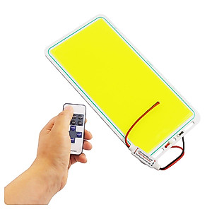 symbuth Ultra Bright DC 12V COB LED Panel Light with Remote Control Dimmer, Max 70W Chip Strip, LED Module for Outdoor Camping Hiking Lamp, Car Battery Drive Lights Emitting Cold White 6500K