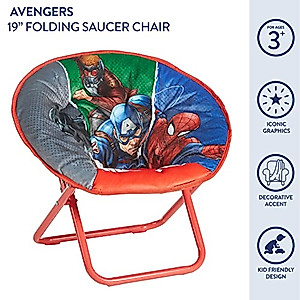 Avengers Toddler 19” Folding Saucer Chair with Cushion, Metal, Ages 3+