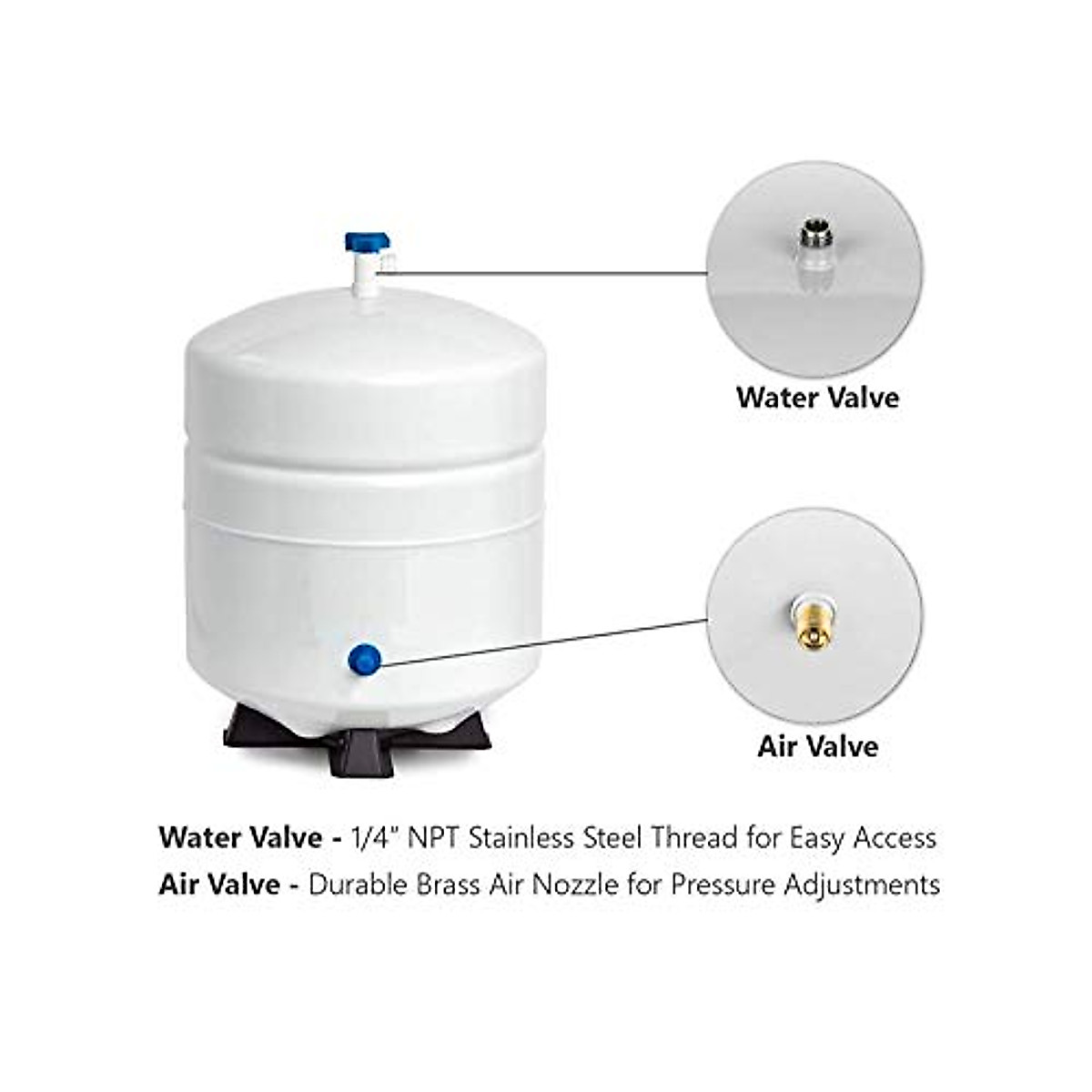 Reverse Osmosis Water Storage Pressure Tank 4.5 Gallon (3.2 Gal Capacity) Plus Tank Valve and 1/4" Tubing