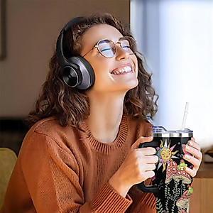 wxmbdzq 40 oz Mushroom Tumbler with Handle and Straw Lid,Leak Proof Travel Stainless Insulated Tumbler,Cup Holder Friendly,Perfect for Outdoor Travel Car and Sports