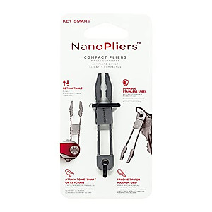 KeySmart Nano Pliers - Portable Pocket Keychain Mini Pliers that Fits Inside KeySmart, Great for Fishing, Camping, and Other Indoor and Outdoor uses Great Stocking Stuffer (Stainless Steel)