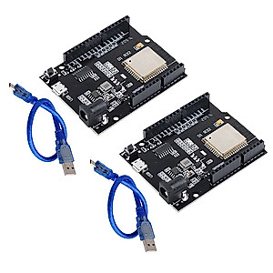 DIYmall U R3 D1 R32 Development Board ESP32 CH340G WiFi+BT Wireless Module 4MB Flash with USB Cable for Arduino (Pack of 2)