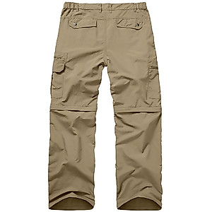 Mens Hiking Pants Convertible Zip Off Lightweight Quick Dry Fishing Safari Camping Travel boy Scout Pants,6101,Khaki,42