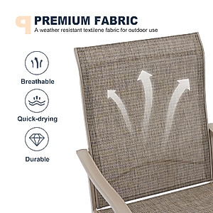 VICLLAX Patio Swivel Dining Chairs Outdoor Chairs with Armrest, Textilene Fabric Outdoor Patio Chair Set of 2, Sandshell Frame