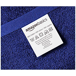 Amazon Basics Fade-Resistant Cotton Bath Towel - 4-Pack, Navy Blue