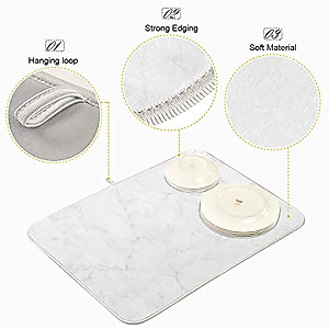ATTX White Marble Dish Drying Mat for Kitchen, Easy Clean Dishwasher Safe Heat Resistant Eco-Friendly Countertop Mat, Christmas Decor 16 X 18 inches