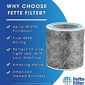 Fette Filter - Air Purifier Filter Replacement Compatible with Shark Air Purifier Models #'s HP100, HP102, HC450, HC451, HC452. Compare to part # HE1FKBAS & HE1FKBASMB (Pack of, 1)