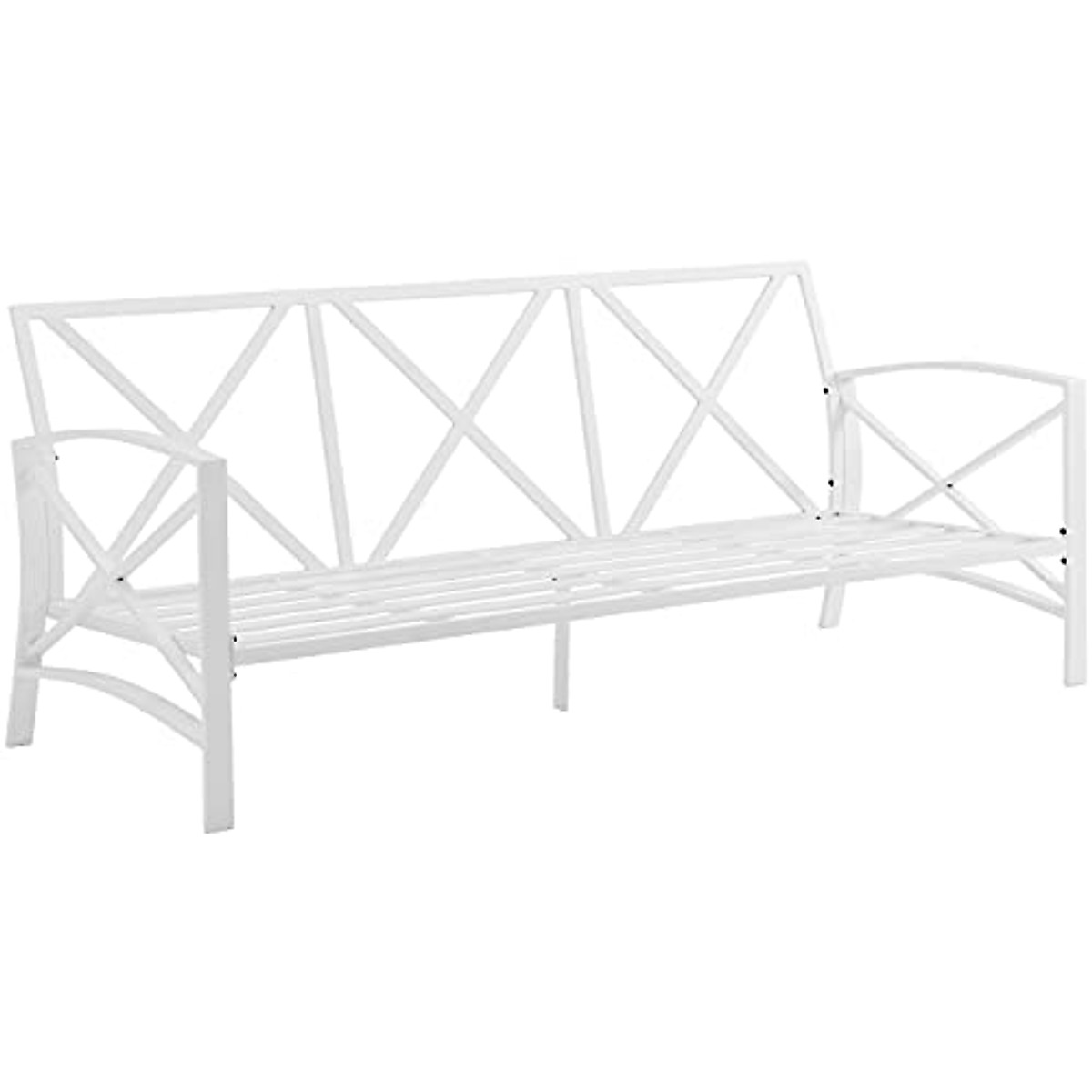 Crosley Furniture KO60027WH-GY Kaplan Outdoor Metal Sofa, White with Gray Cushions