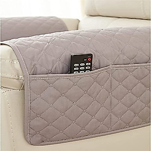 EXTLEZSA Sofa Armrest Cover,1/2/3 Seater Sofa Headrest Slipcovers Nonslip Armchair Cover Quilted Water Proof Furniture Protector for Recliner Leather Sofa Couch (Light Gray,1 Seat Recliner 3 pc)