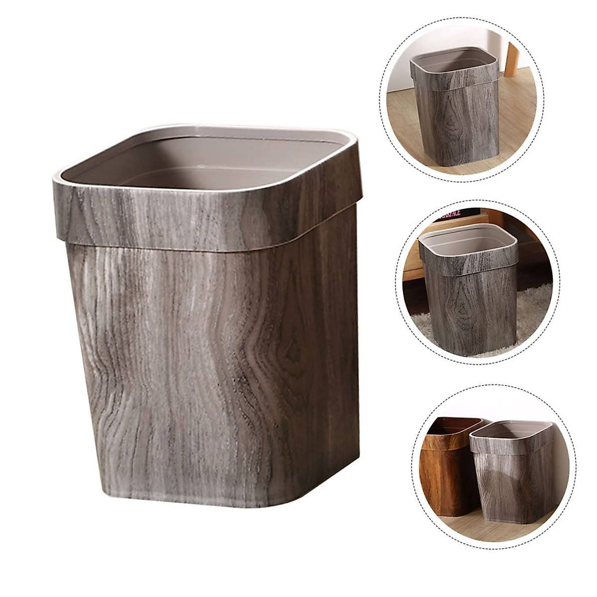 Levemolo Modern Decorative Wooden Trash Can Living Room Bedroom Kitchen Office Wastebasket