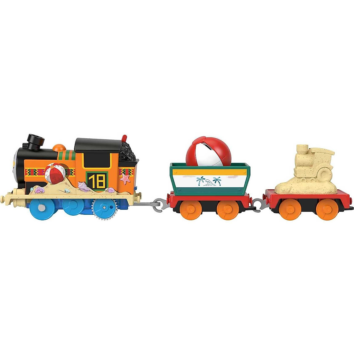 Thomas & Friends Motorized Toy Train Beachy Nia Battery-Powered Engine with Beach Ball Cargo for Preschool Kids Ages 3+ Years
