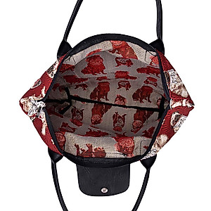 Signare Tapestry Foldable Tote Bag Reusable Shopping Bag Grocery Bag With Pug Dog (FDAW-PUG)