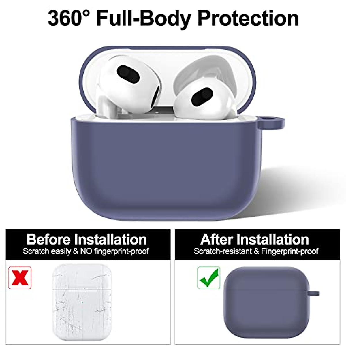 AirPods Pro 3rd Case with Lanyard TPU Shockproof Full-Body Protective Case Cover Soft Rubber Texture for AirPods Pro 3rd Generation (Black+Purple)