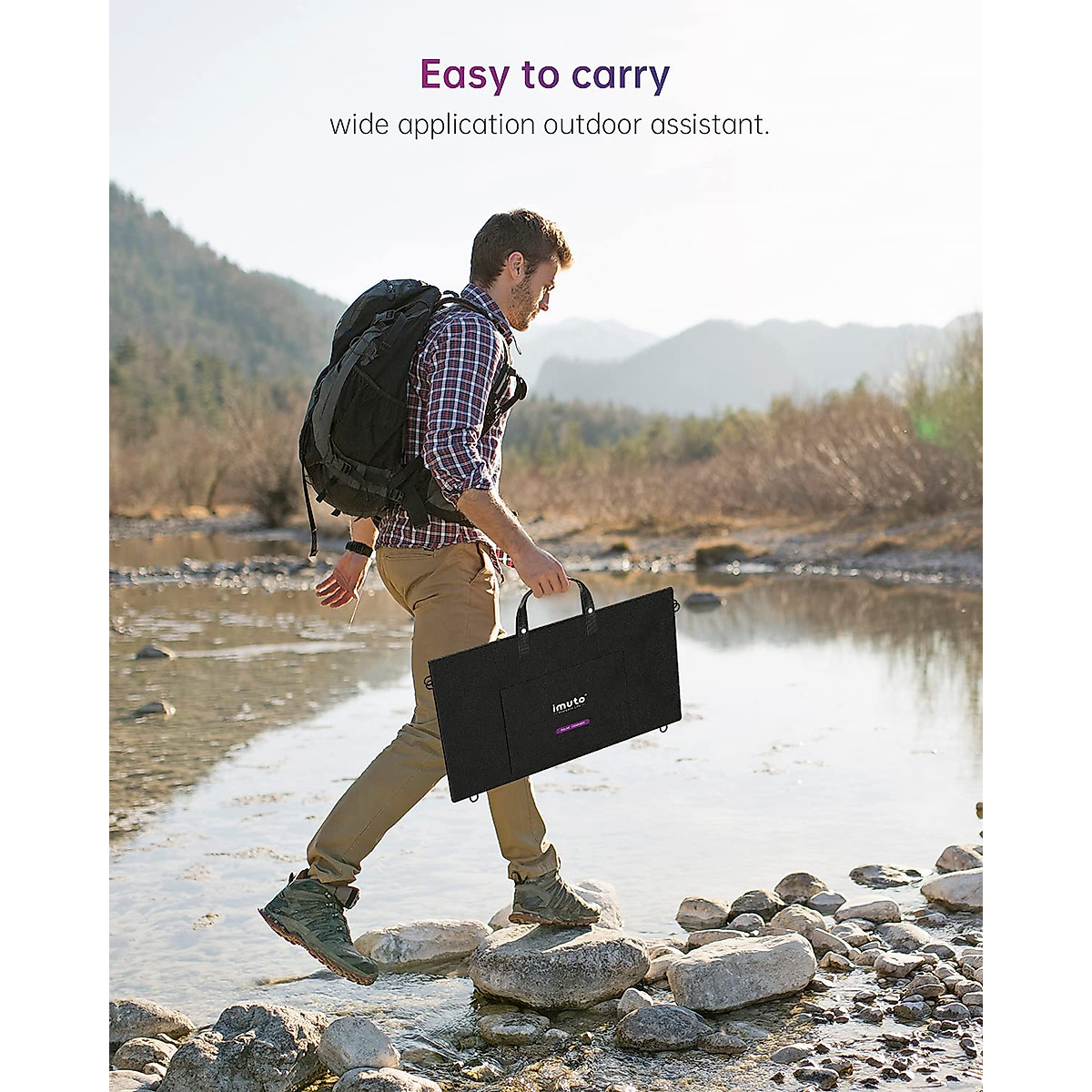 imuto 100W Portable Solar Panel,18V Foldable Solar Charger with IP54 Waterproof & High Charging Conversion Compatible with imuto T1000 Generator for Outdoor Camping Hiking Emergency RV Trailer Boat