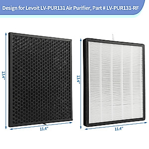 Gazeer True HEPA Filter Replacement Compatible with Levoit LV-PUR131 LV-PUR131-RF HEPA & Activated Carbon Filters, 2 Sets