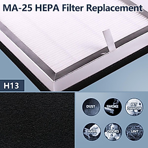 Midiex 4-Pack MA25 Replacement Filter Compatible with Modify Air Purifier MA-25 Series S1/B1/W1, 3-in-1 H13 Ture HEPA with Activated Carbon Pre-filter