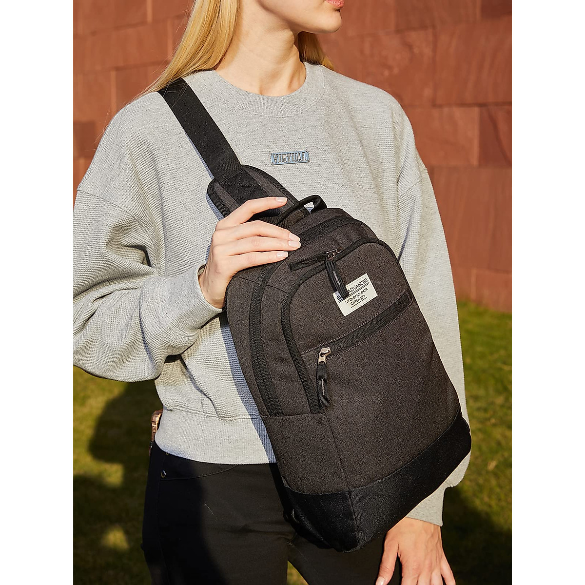 EVER ADVANCED Sling Backpack Crossbody Bag for Men Women, Lightweight One Strap Backpack Shoulder Bag Travel Hiking Chest Bags Daypack, 10L Capacity, Dark Grey