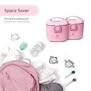 Termichy Baby Formula Dispenser, Portable Milk Powder Dispenser Container with Carry Handle and Scoop for Travel Outdoor Activities with Baby Infant, 8.8OZ, 0.55LB, 250g (Light Pink)