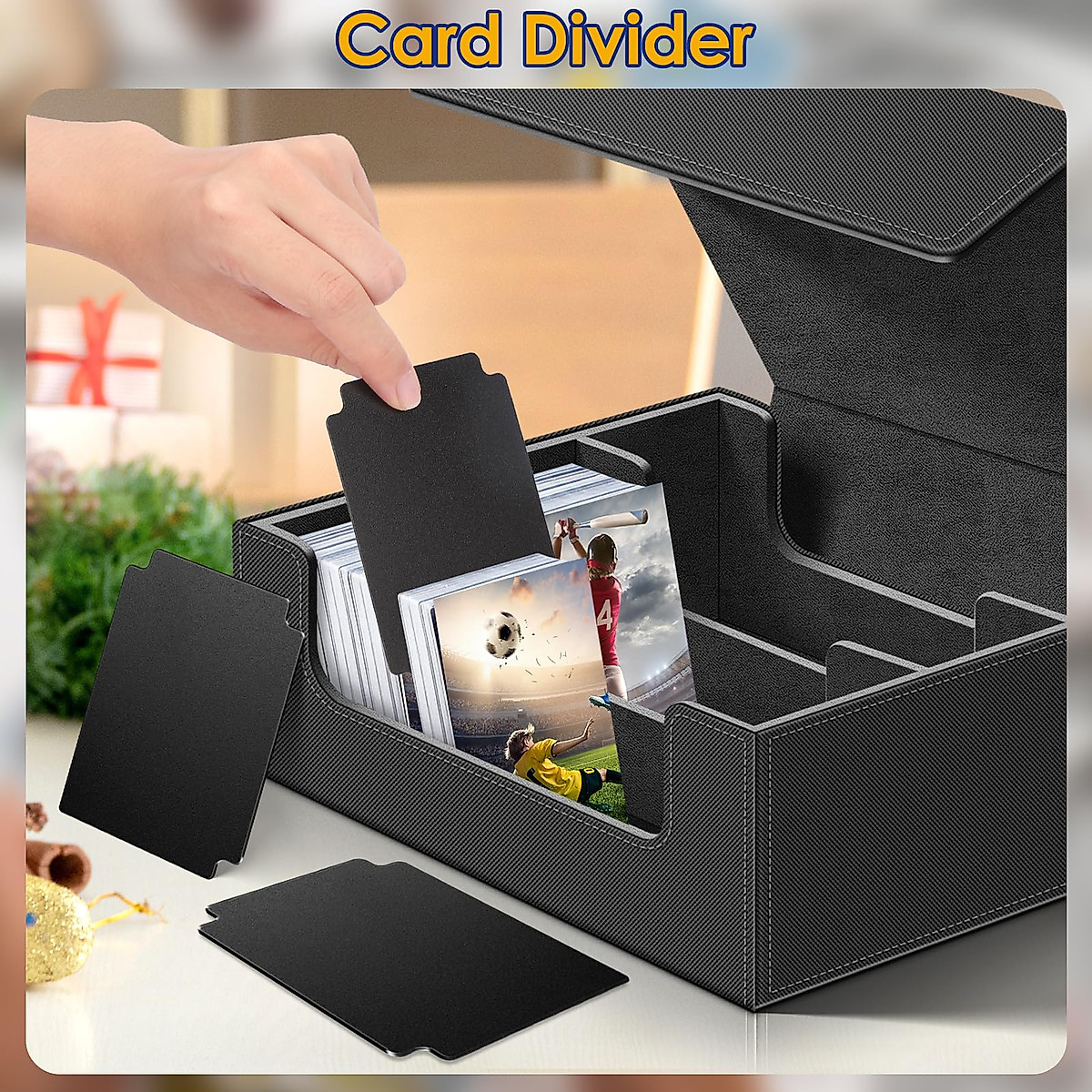 Homthy 1800+ Card Deck Case for Trading Cards, Leather Magnetic Closure Commander Card Storage Box Magic Card Protectors Fit for YuGiOh, MTG and Sport Cards