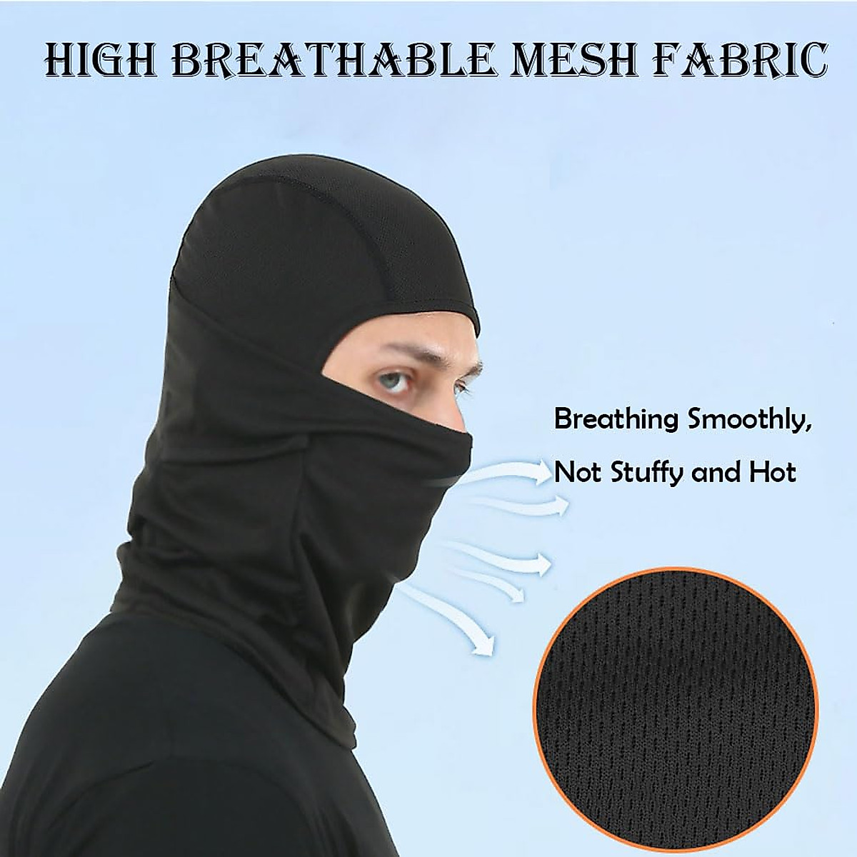 Black Ski Mask for Men Balaclava Face Mask Women Summer Shiesty Mask Full Head Mask for Motorcycle Helmet Football Sun Protection