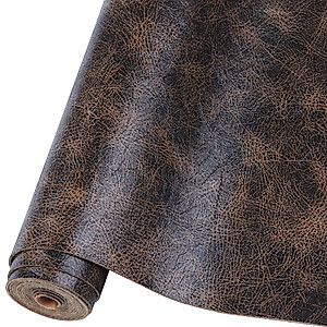 Faux Leather Fabric Soft 12"X53"(30cm x135cm) PU Faux Leather Sheets Suitable for Different Manual DIY Projects (Coffee Color)
