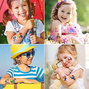 60PC Mario Temporary Tattoos Stickers,Mario Birthday Party Supplies Favors Mario Waterproof Fake Tattoos Stickers Mario Party Decorations for Kids Boys Girls School Rewards Gifts