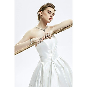 W/W Lifetime Heart Chain Necklace + Heart Bracelet for Women Hearts Pendant Toggle Charm Jewelry Set Stainless Steel