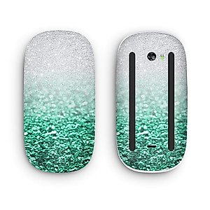 Design Skinz Aqua Green & Silver Glimmer Fade Vinyl Decal Compatible with The Apple Magic Mouse 2 (Wireless, Rechargable) with Multi-Touch Surface