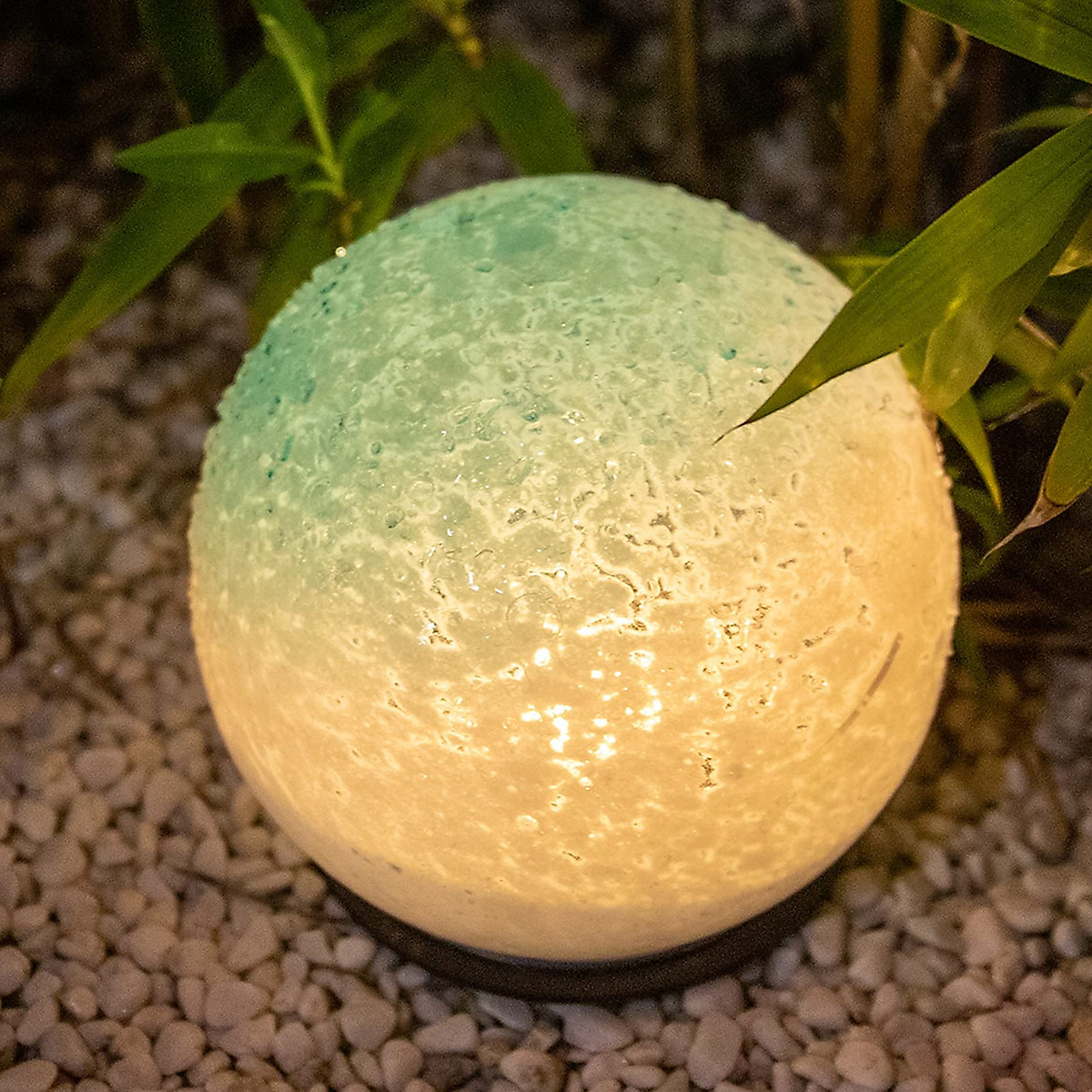 Afirst Solar Table Light - LED Glass Outdoor Table Lantern Lamps Solar Powered Hollow Projection Waterproof Globe Ball Night Lights for Garden,Patio,Yard, Party Decorations, 4x5 inch