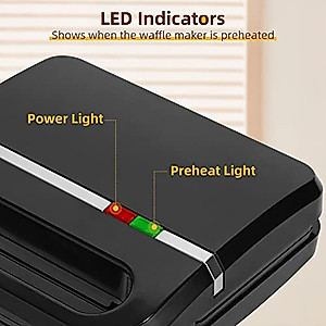 Grsimetia Waffle Maker, 2 Slices Mini Waffle Iron, Non-Stick Small Waffle Maker Mini with Indicator Lights, Compact Chaffle Maker for Breakfast, Easy to Clean, PFOA Free, Black