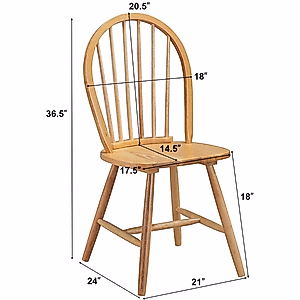 WATERJOY 18 Inch Wood Oak Dinning Chairs Set of 4, High Back Spindled Rubberwood Winsome Seating Chair for Kitchen Living Room Farmhous