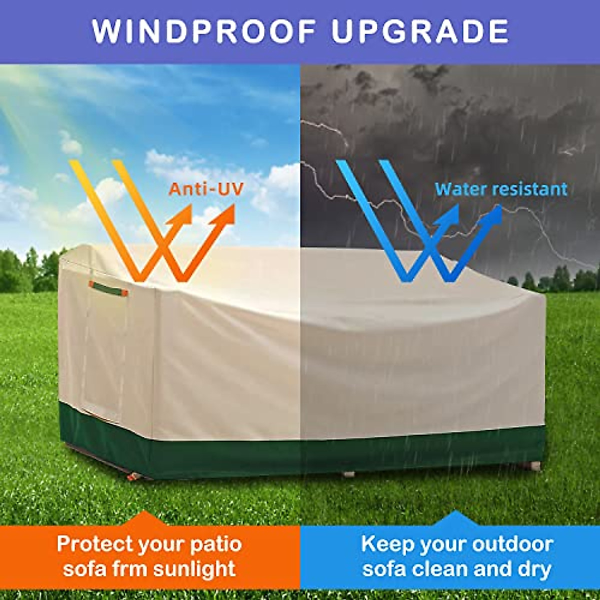 Umbrauto Outdoor Couch Cover Patio Furniture Covers Waterproof Outdoor Sofa Covers Heavy Duty Fade Resistant Patio Sofa Covers (87" Lx37 Wx35 H)