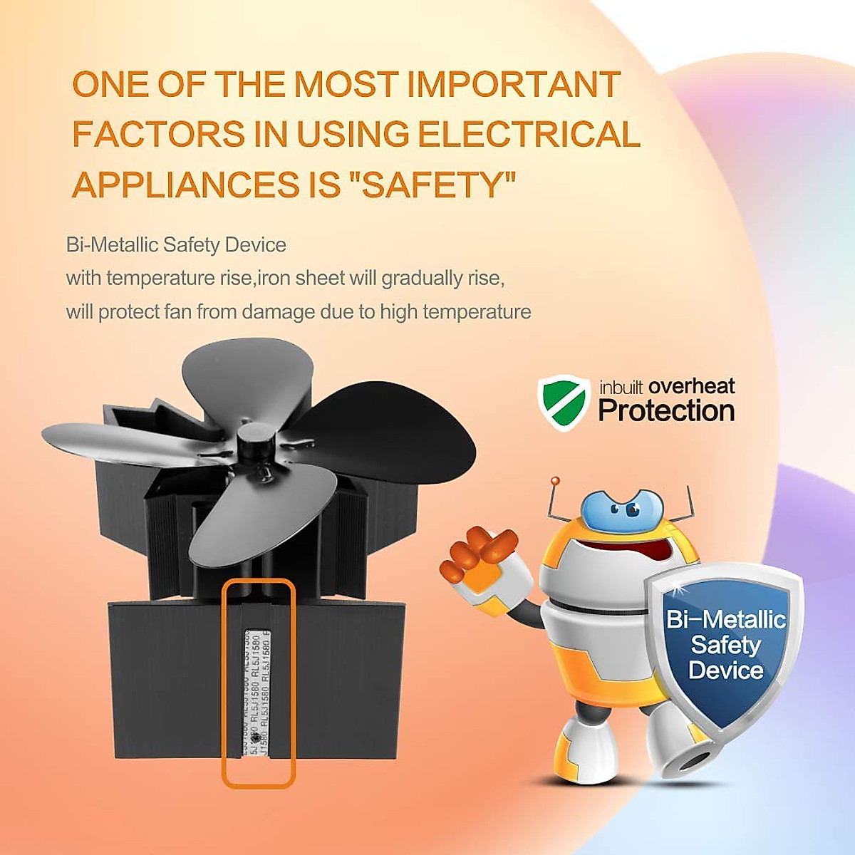 CRSURE Wood Stove Fan, 4-Blade Heat Powered Stove Fan, Fireplace Fans for Wood Stove/Burner/Wood Burning Stove Top, Non Electric Fans for Heater/Gas/Pellet Fireplace