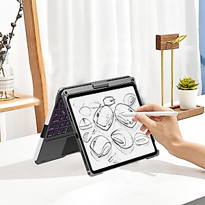 pekarejue iPad Pro 11-inch Keyboard: 2022 iPad Air 5th 4th Generation 10.9 inch and iPad Pro 11 inch Case with Keyboard Smart Magic Trackpad Bluetooth Backlit 360 Swivel Pencil Holder Metallic Grey