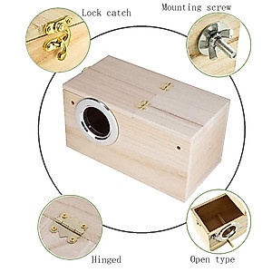 PINVNBY Parakeet Nesting Box Bird House Wood Breeding Box Parrots Mating Box for Lovebirds Budgie Finch Cockatoo Canary and Medium-Sized Birds(S)