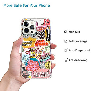 Nebruski Indie Aesthetic Quotes Collage Case Compatible with iPhone 13, Positive Quotes Case for Teens Men and Women, Cool Trendy Soft TPU Bumper Case for iPhone 13