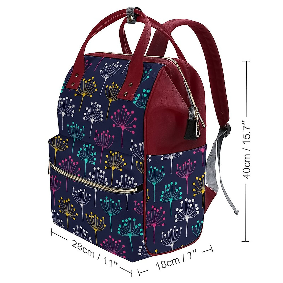 Flying Flower Diaper Bag Backpack Large Capacity Mommy Bags Multifunction Nappy Bag Travel Back Pack Red-Style