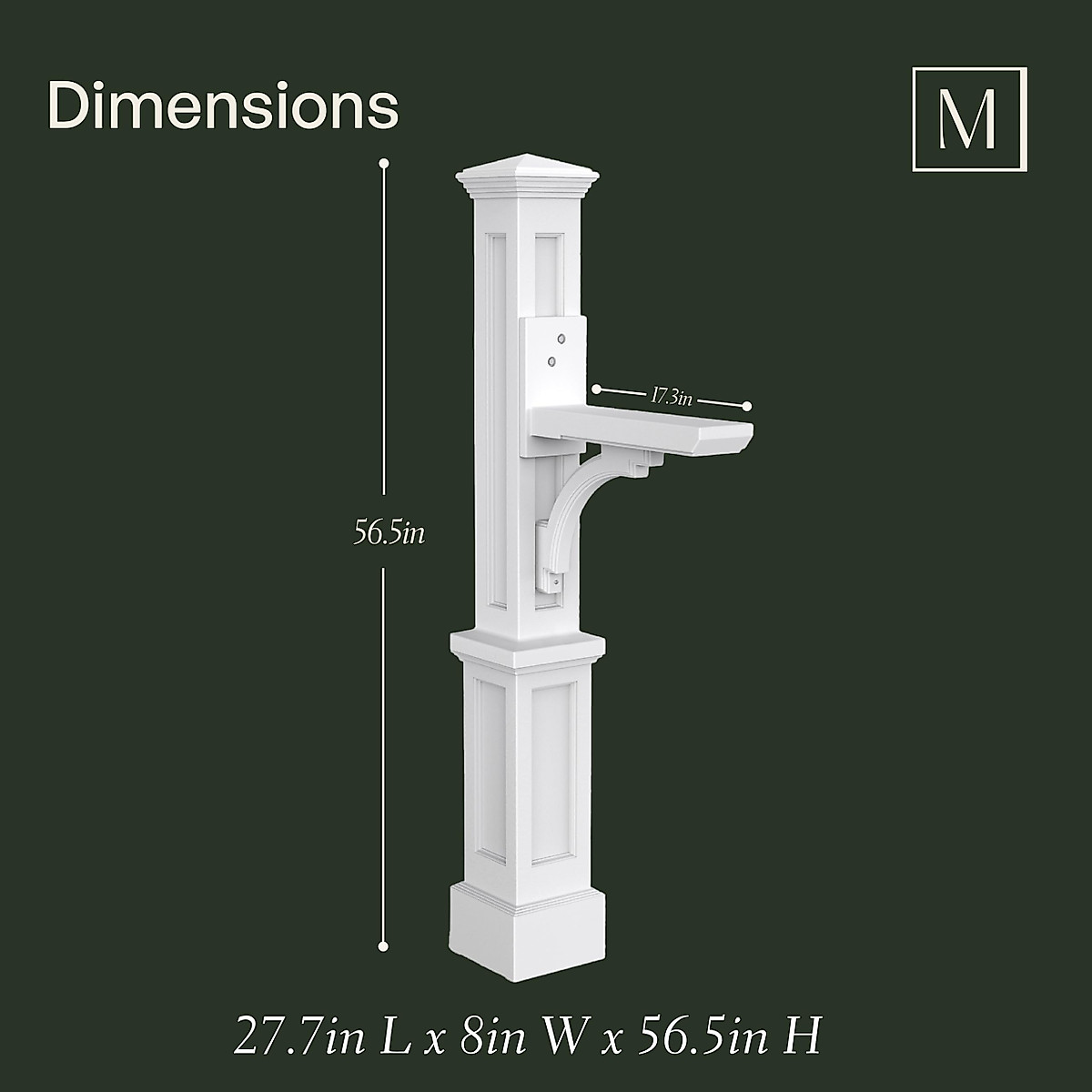 Mayne Newport Plus Mailbox Post with Standard Arm – Weather-Resistant, Durable Classic Design – Easy-to-Install Outdoor Mailbox Post