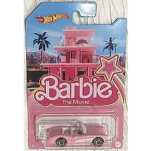 Hot Wheels 1956 Corvette 2023 Barbie The Movie Bundled with Tesla S 1:64 Scale Collectible Die Cast Metal Toy Car Models
