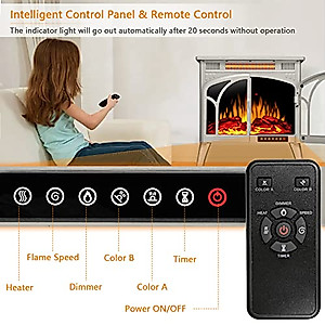 Antarctic Star Electric Fireplace Stove, Electric Fireplace Heater Freestanding with 3D Logs and Realistic Flame, Remote Control, Overheating Protection & All Steel Design, Adjustable Brightness Beige