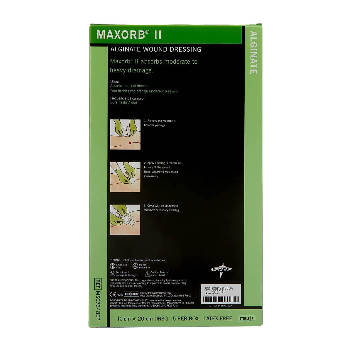 Maxorb II Alginate Dressings, 4" x 8" (Pack of 5)